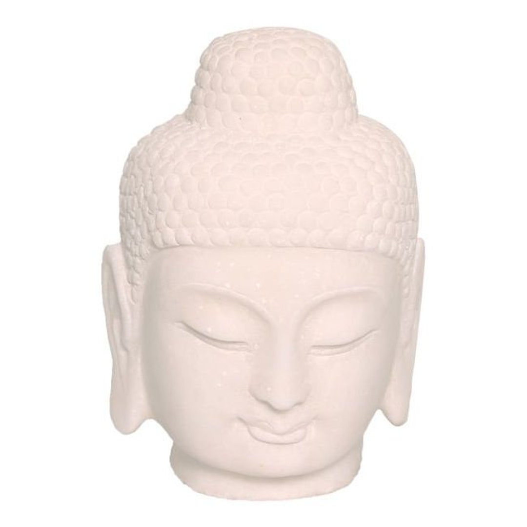 White Marble Buddha Head Statue - Etsy