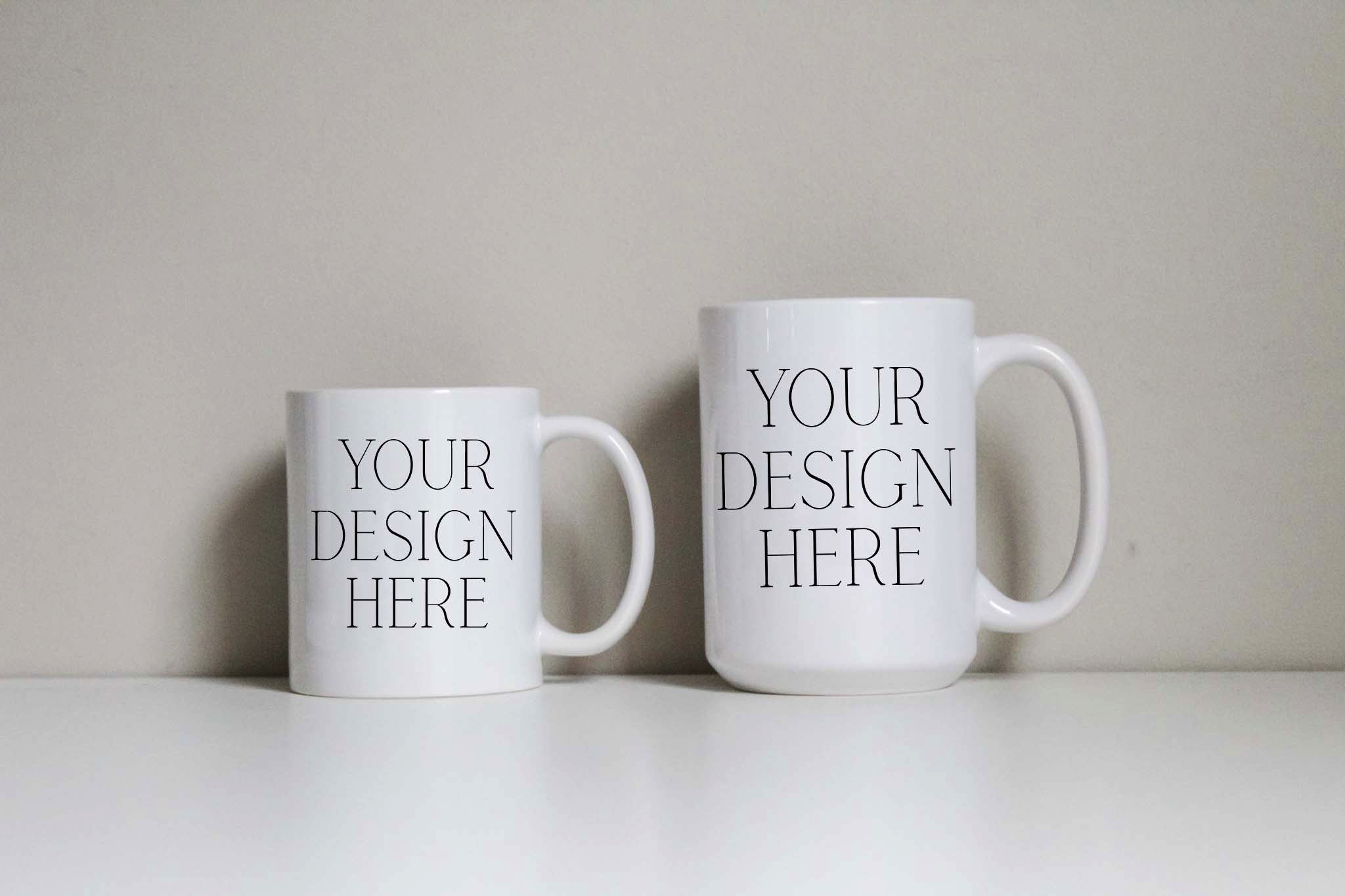 Basic 11 And 15 Ounce Mug Mockup Size Comparison Mug Mockup Etsy