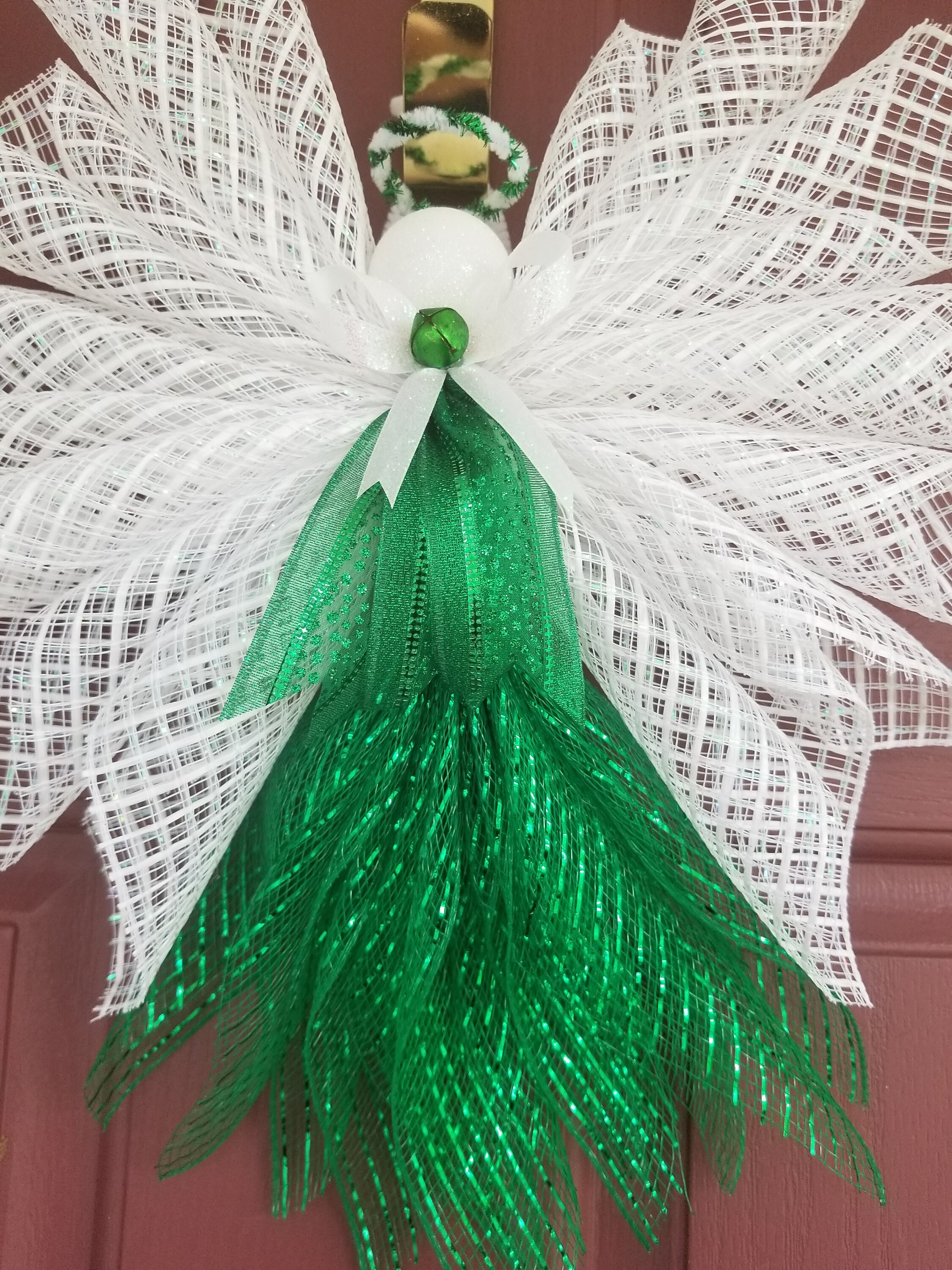 Green+ White Angel Tree Topper, Guardian Angel, Christmas Angel ...