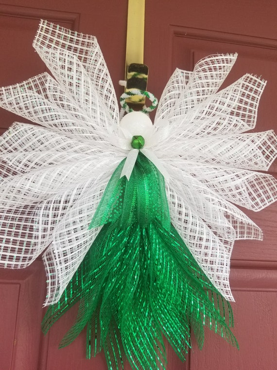 Green White Angel Tree Topper Guardian Angel Christmas | Etsy