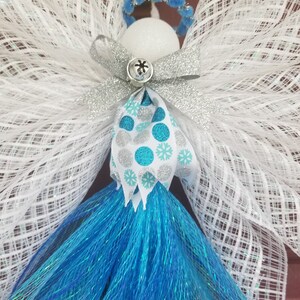 Blue Ombre and White Mesh Angel Tree Topper, Guardian Angel, Christmas ...