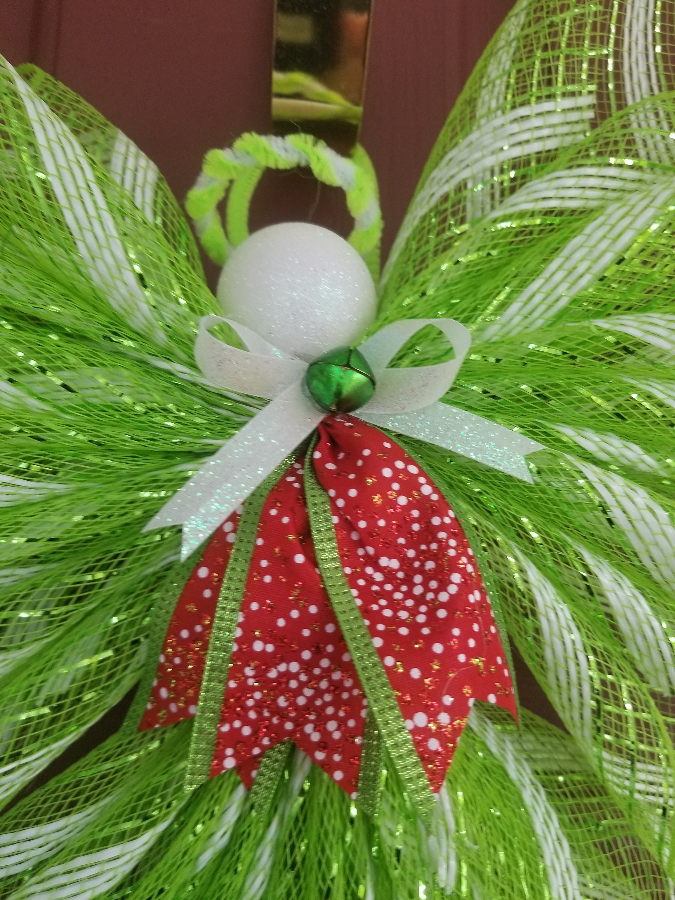 Green and White Angel Tree Topper, Christmas Tree Topper, Guardian ...