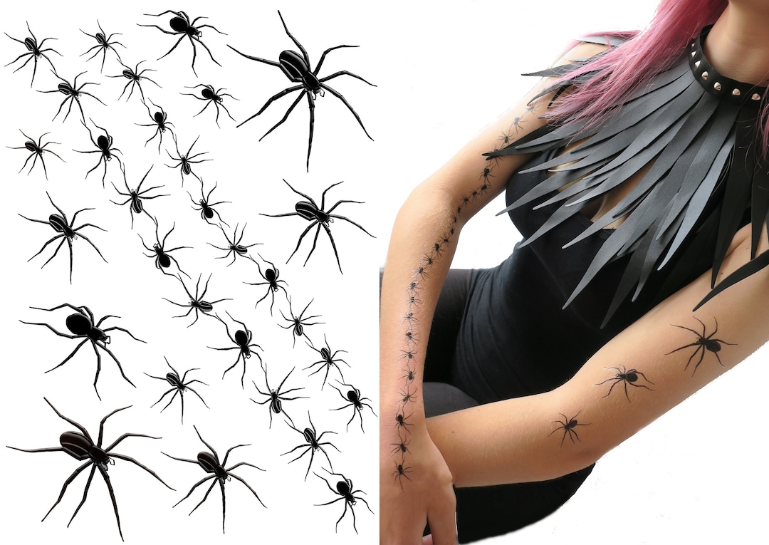 Halloween Scary Realistic Spider Temporary Tattoos Prodigy Fancy Dress ...