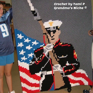 Marine - Crochet Blanket C2C Pattern, Written Instructions, Tunisian ...