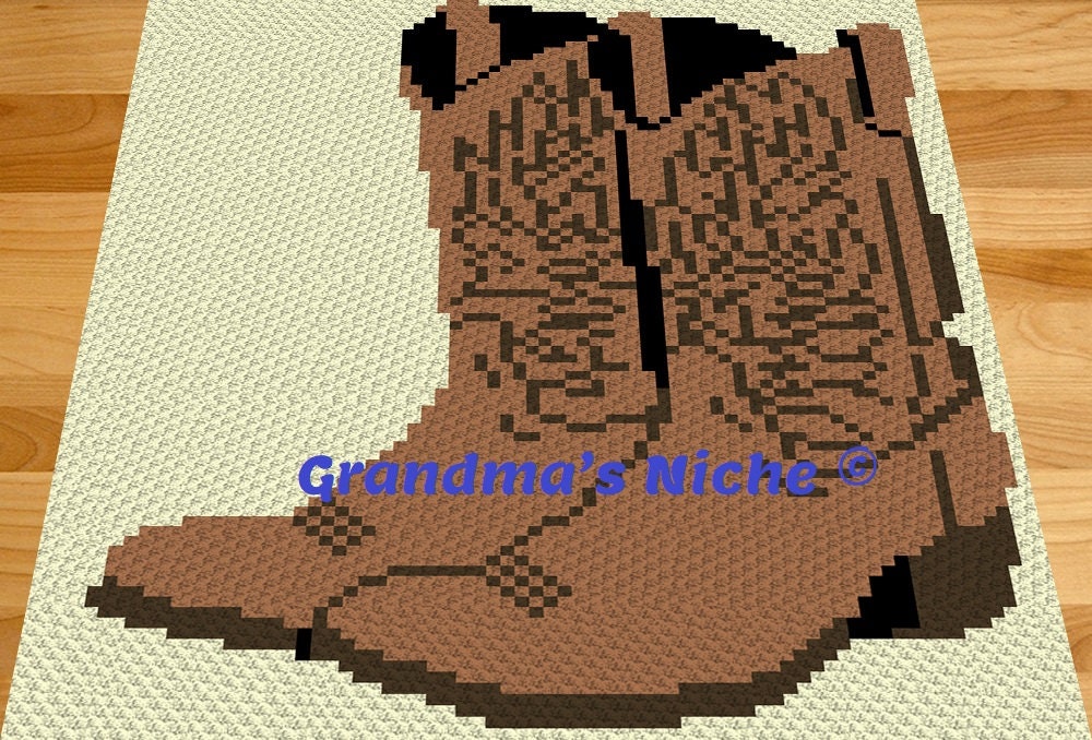 Cowboy Boots - Crochet Blanket Pattern, C2C, Tunisian Crochet ...