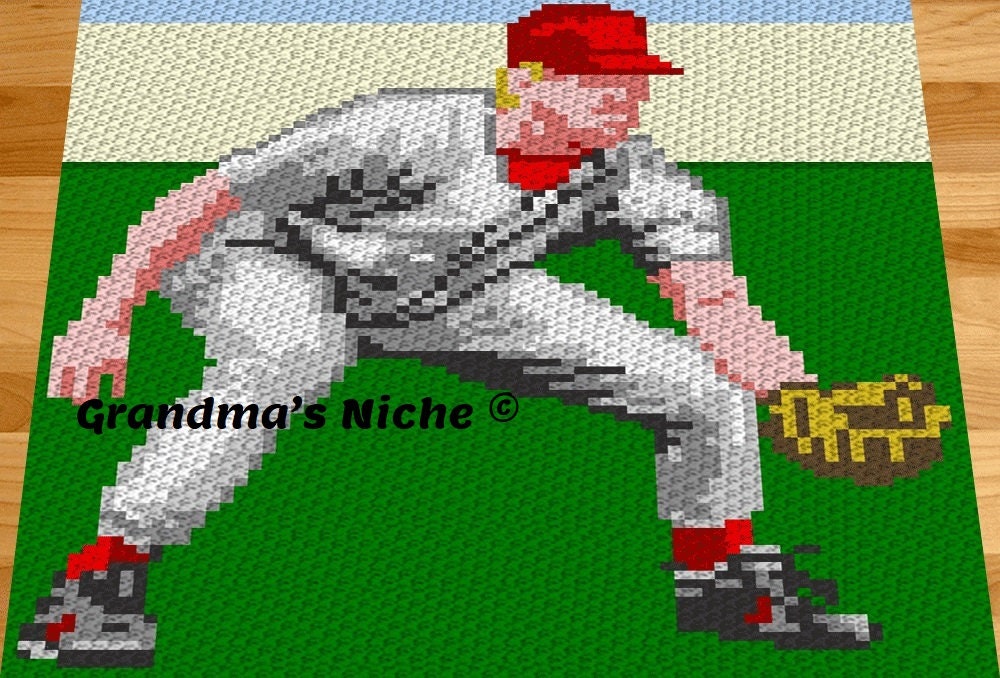 Baseball Player Crochet Blanket C2C Pattern Written - Etsy México