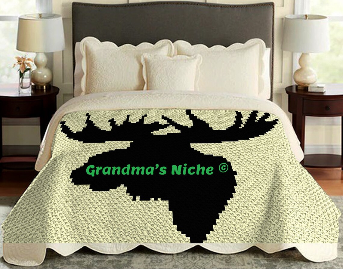 Moose Silhouette - Crochet Blanket C2C Pattern, Written Instructions ...