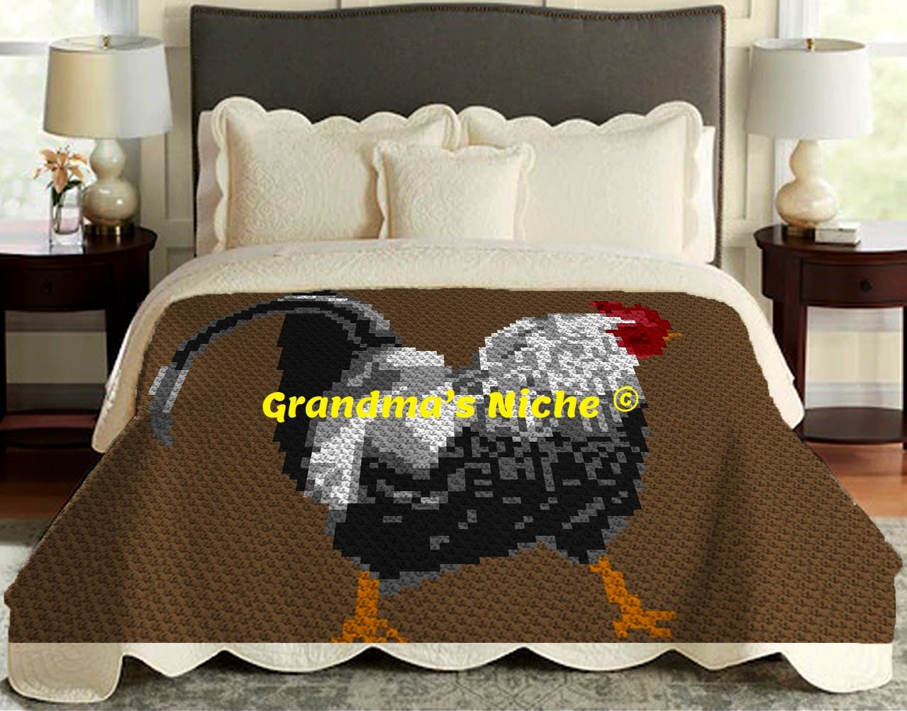 Rooster Crochet Blanket C2C Pattern written Instructions - Etsy