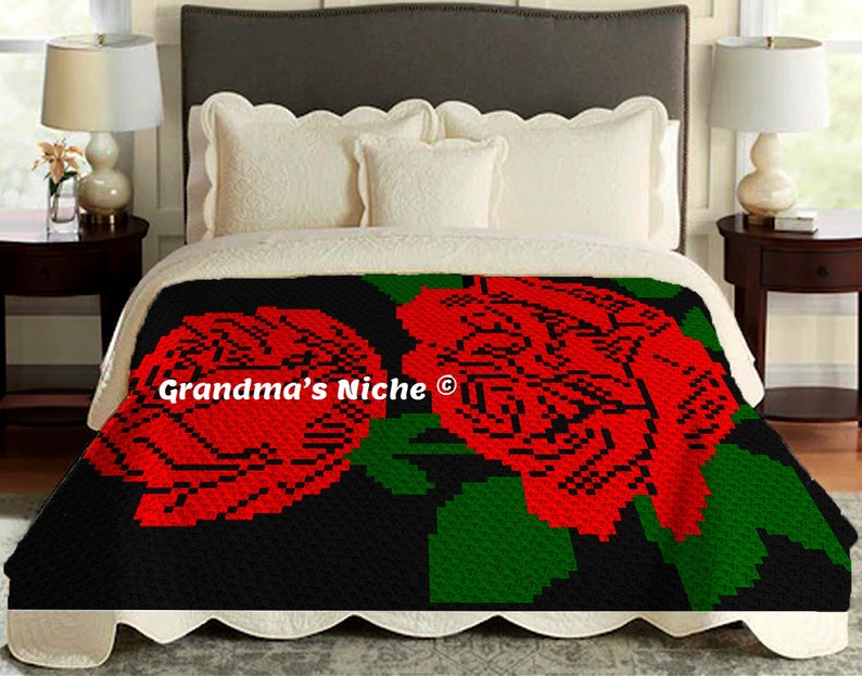 Rose in Color Crochet Blanket C2C Pattern written | Etsy