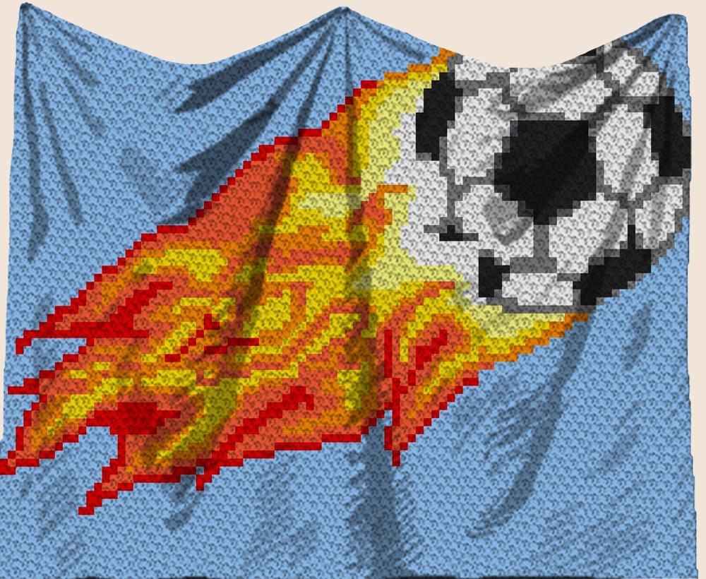 Fire Soccer Ball Crochet Blanket C2C Pattern written | Etsy