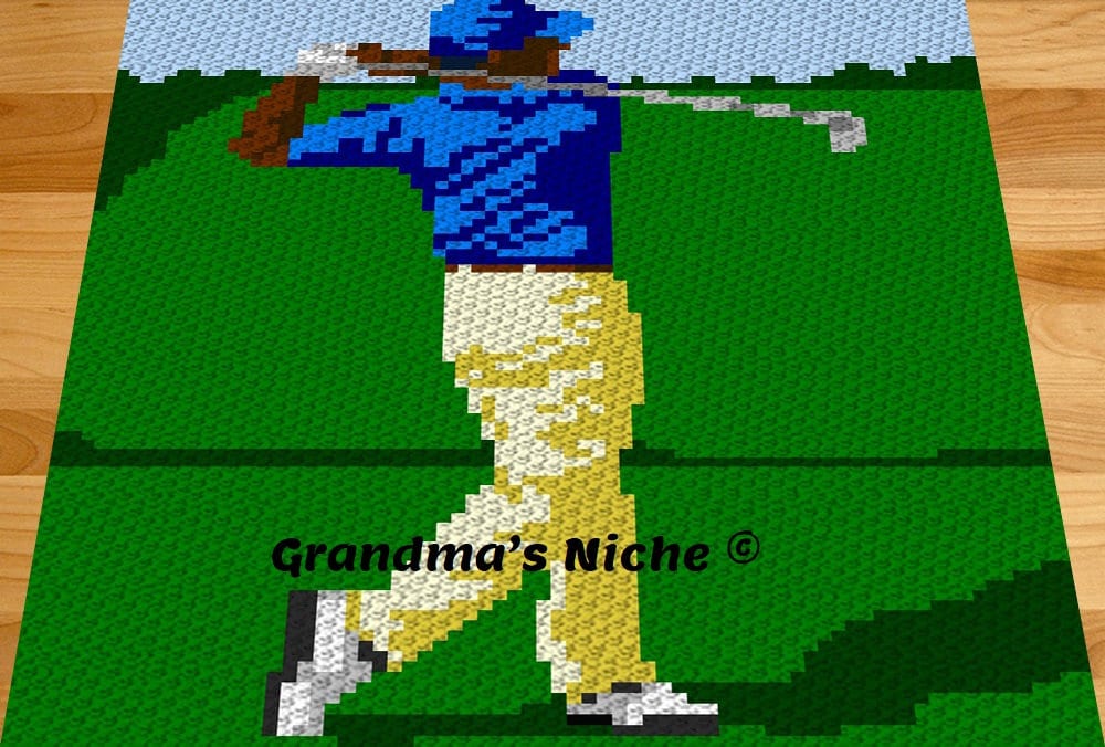Male Golfer Crochet Blanket C2C Pattern, written Instructions, Tunisian ...