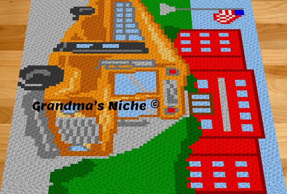 School Bus Crochet Blanket C2C Pattern written - Etsy
