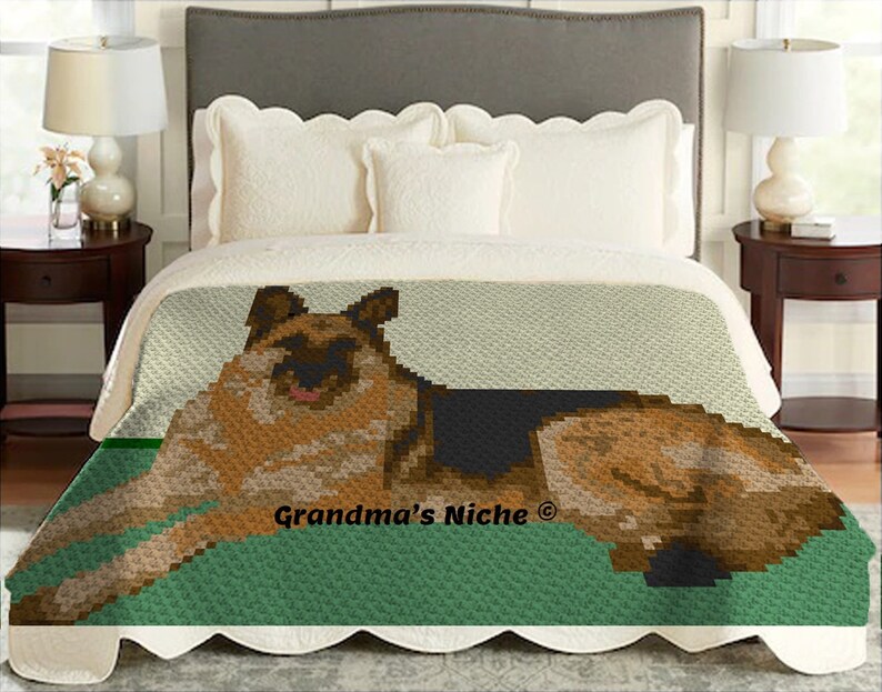 German Shepherd - Crochet Blanket C2C Pattern, “written Instructions ...