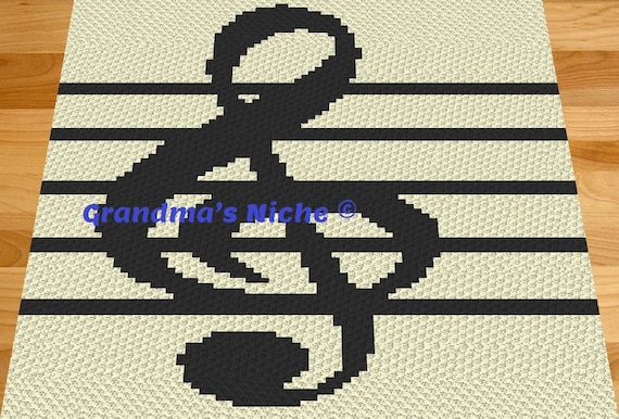 Treble Clef Crochet Blanket C2C Pattern written - Etsy