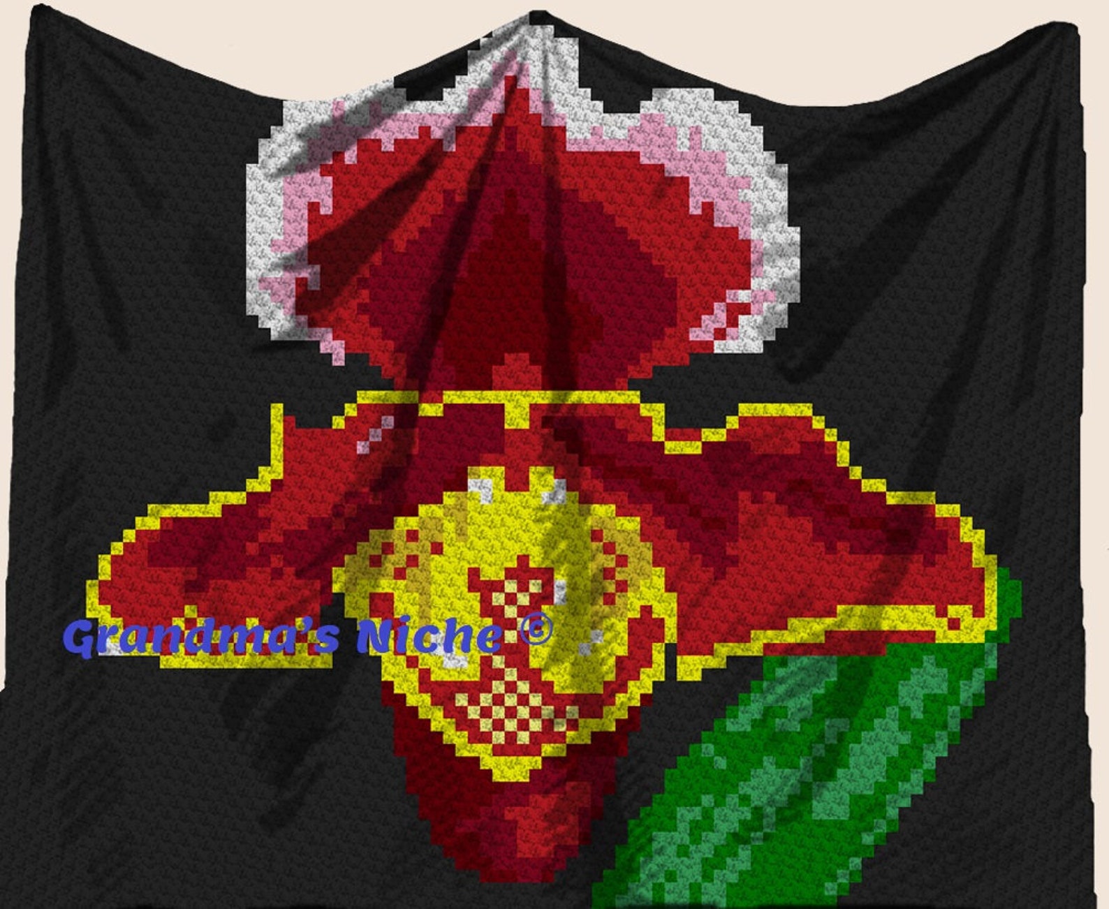 Paphiopedilum Orchid Crochet Blanket C2C Pattern Written | Etsy