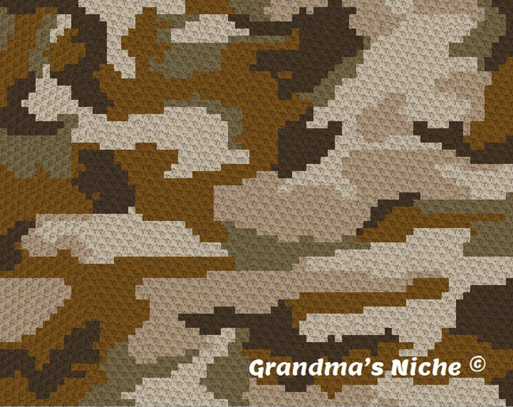 Brown Camouflage - Crochet Blanket C2C Pattern, “written Instructions ...