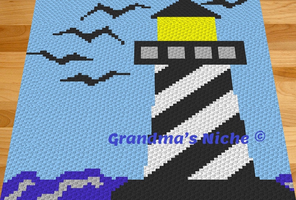 Lighthouse Crochet Blanket C2C Pattern written - Etsy