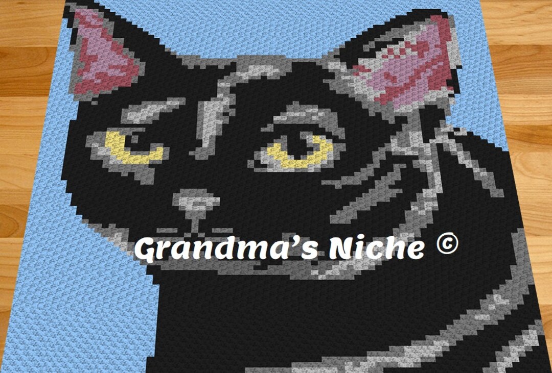 Black Cat – Crochet Blanket C2C Pattern, Written Instructions, Tunisian ...