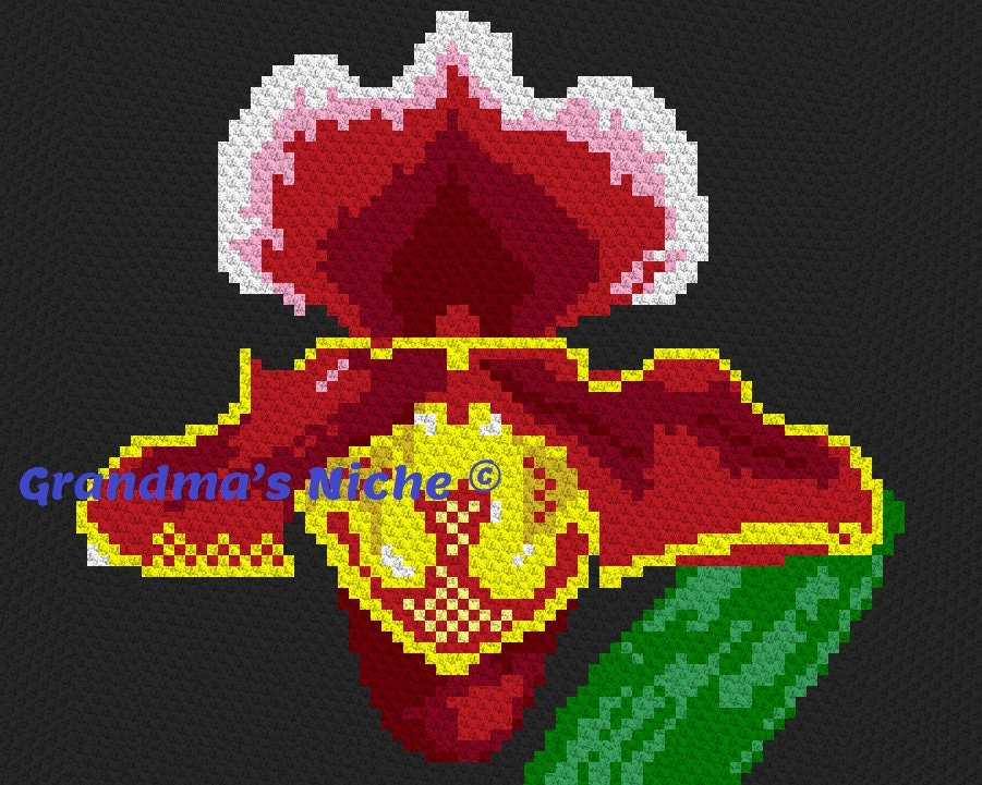 Paphiopedilum Orchid Crochet Blanket C2C Pattern Written | Etsy