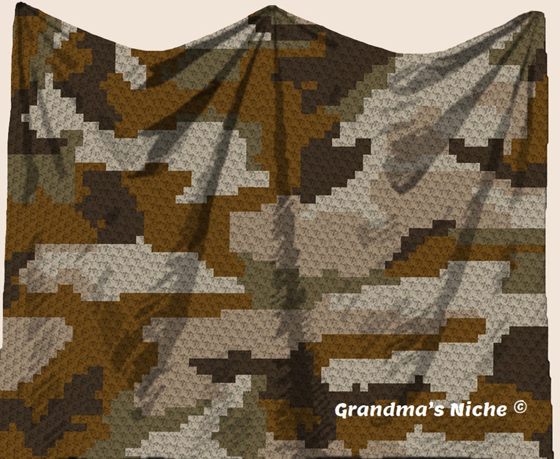 Brown Camouflage - Crochet Blanket C2C Pattern, “written Instructions ...