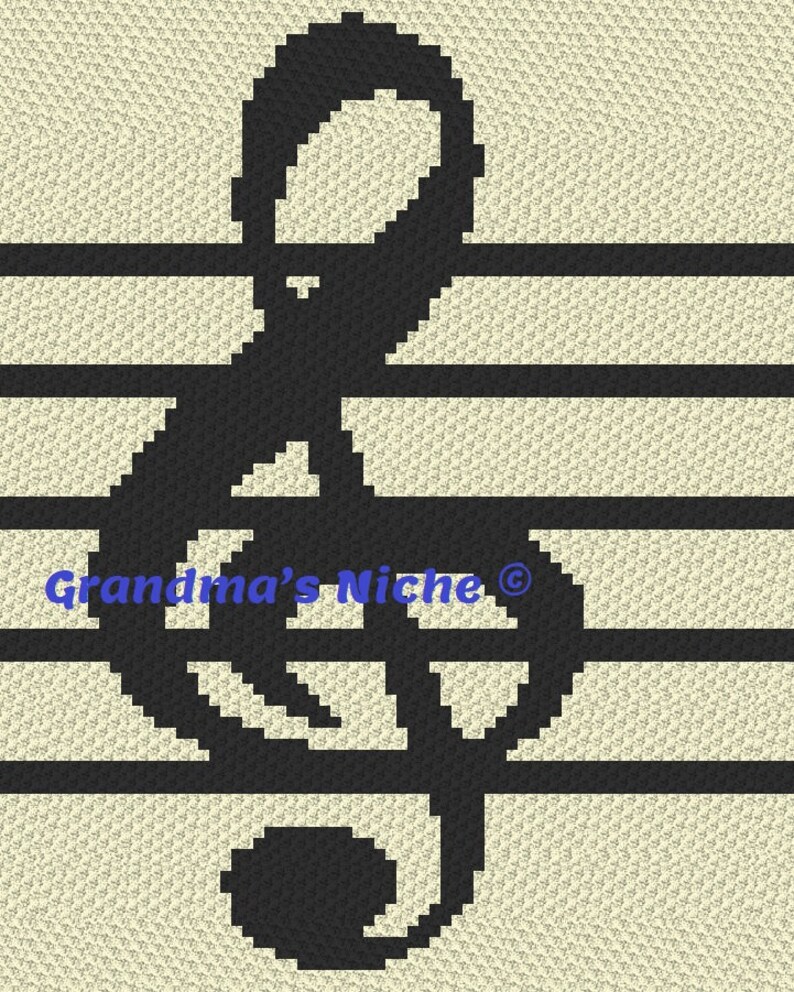 Treble Clef Crochet Blanket C2C Pattern written - Etsy