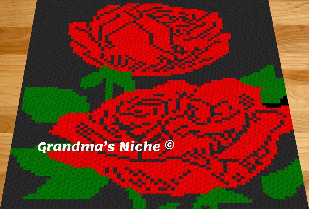 Rose in color Crochet Blanket C2C Pattern Written | Etsy