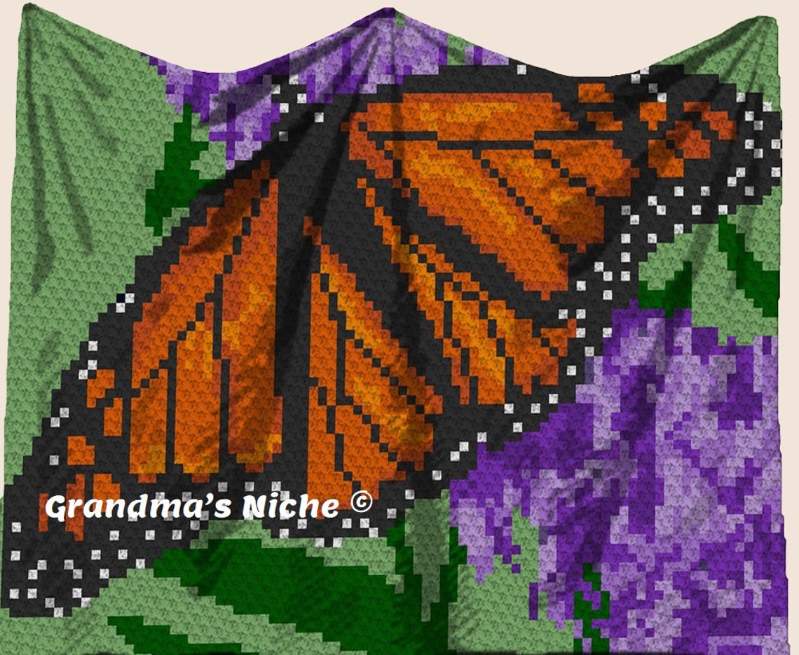 Monarch Butterfly Crochet Blanket C2C Pattern Written - Etsy Canada