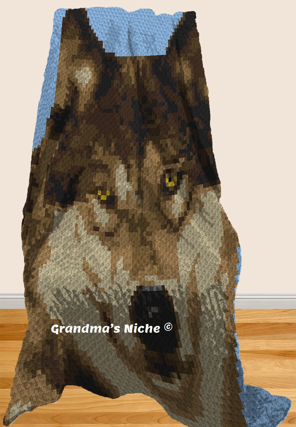 Wolf Crochet Blanket C2C Pattern written Instructions | Etsy