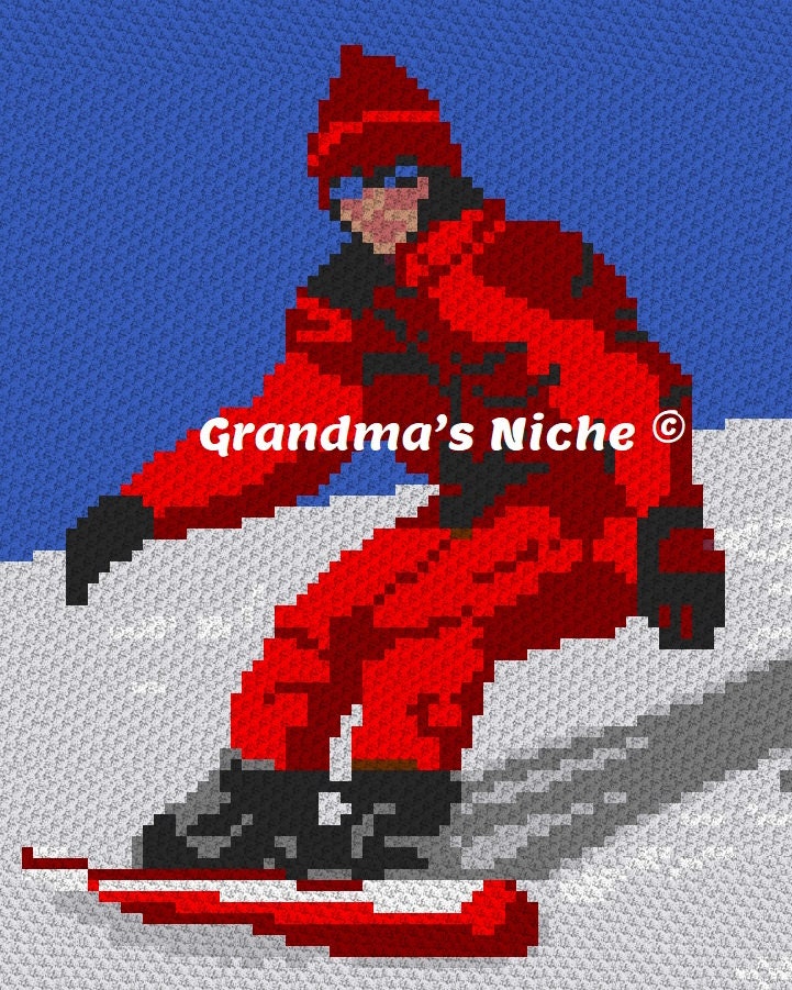 Snowboarding Crochet Blanket C2C Pattern written - Etsy