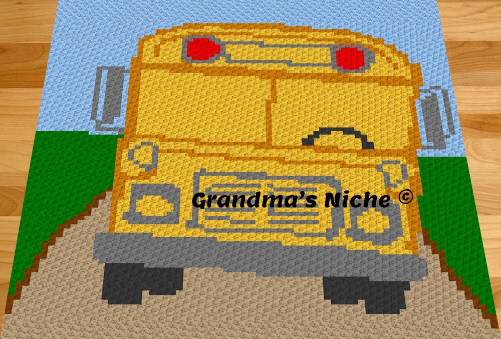 Yellow School Bus crochet Blanket C2C Pattern, written Instructions ...