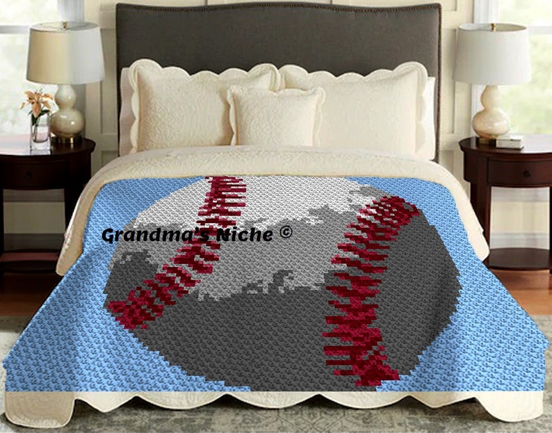Baseball Crochet Blanket C2C Pattern written - Etsy