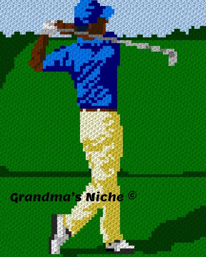 Male Golfer Crochet Blanket C2C Pattern Written | Etsy