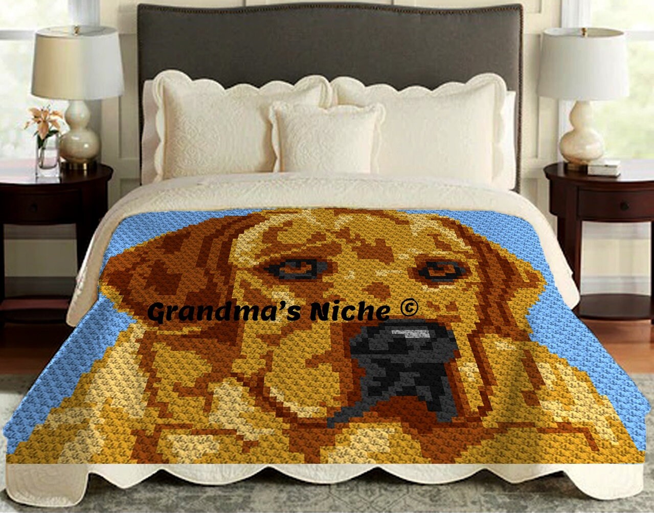 Golden Lab Crochet Blanket C2C Pattern written - Etsy