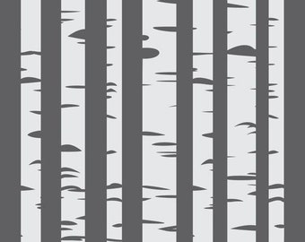 Birch tree stencil | Etsy