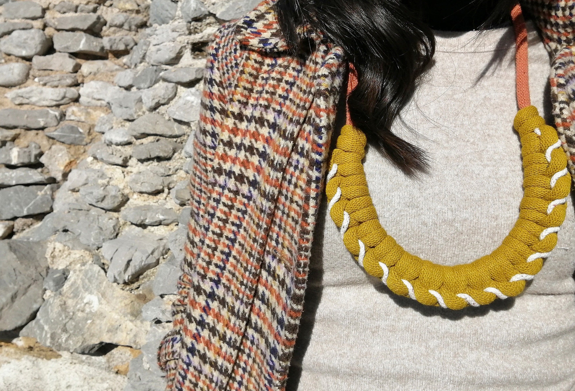 Macrame Choker Necklace Woven Rope - Fabric Handmade Necklace ...