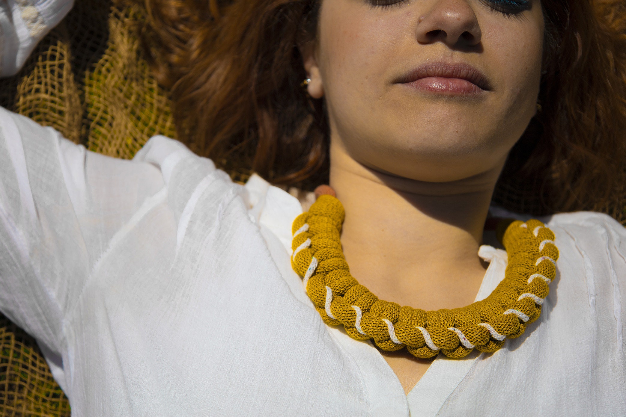 Macrame Choker Necklace Woven Rope - Fabric Handmade Necklace ...