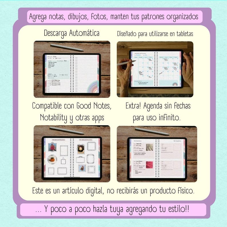 Español-cuaderno Digital Para Tejido Y Crochet, Journal Digital Para ...