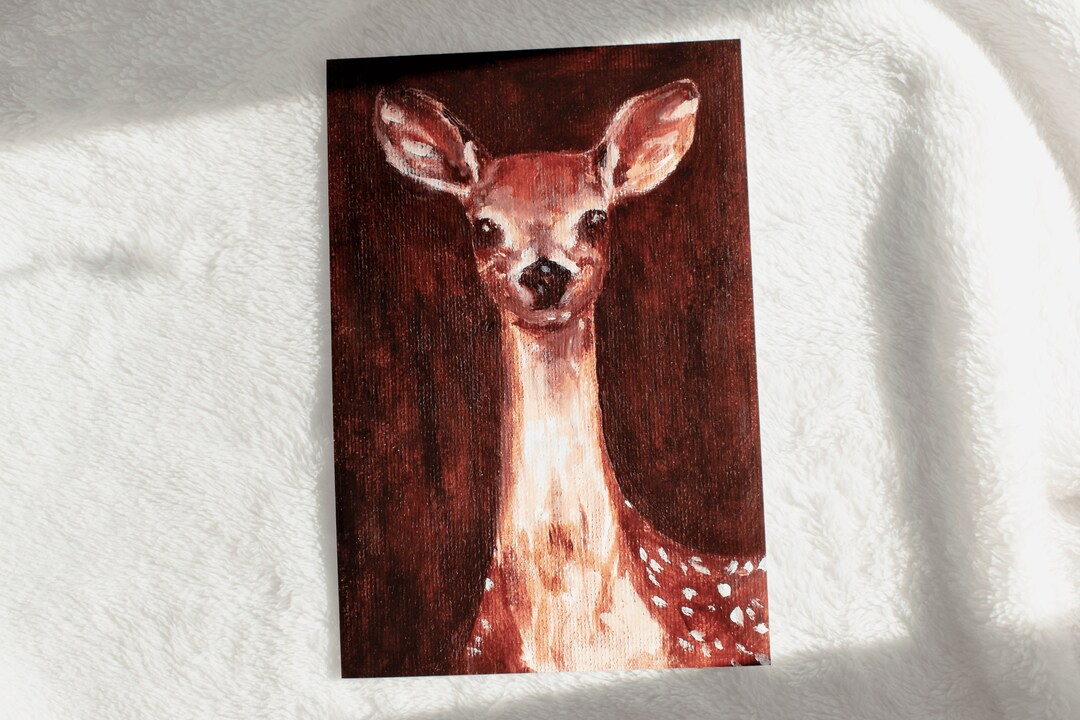 Cottagecore Art Print Deer 4x6 Oil Painting Art Print Rustic Cottage ...