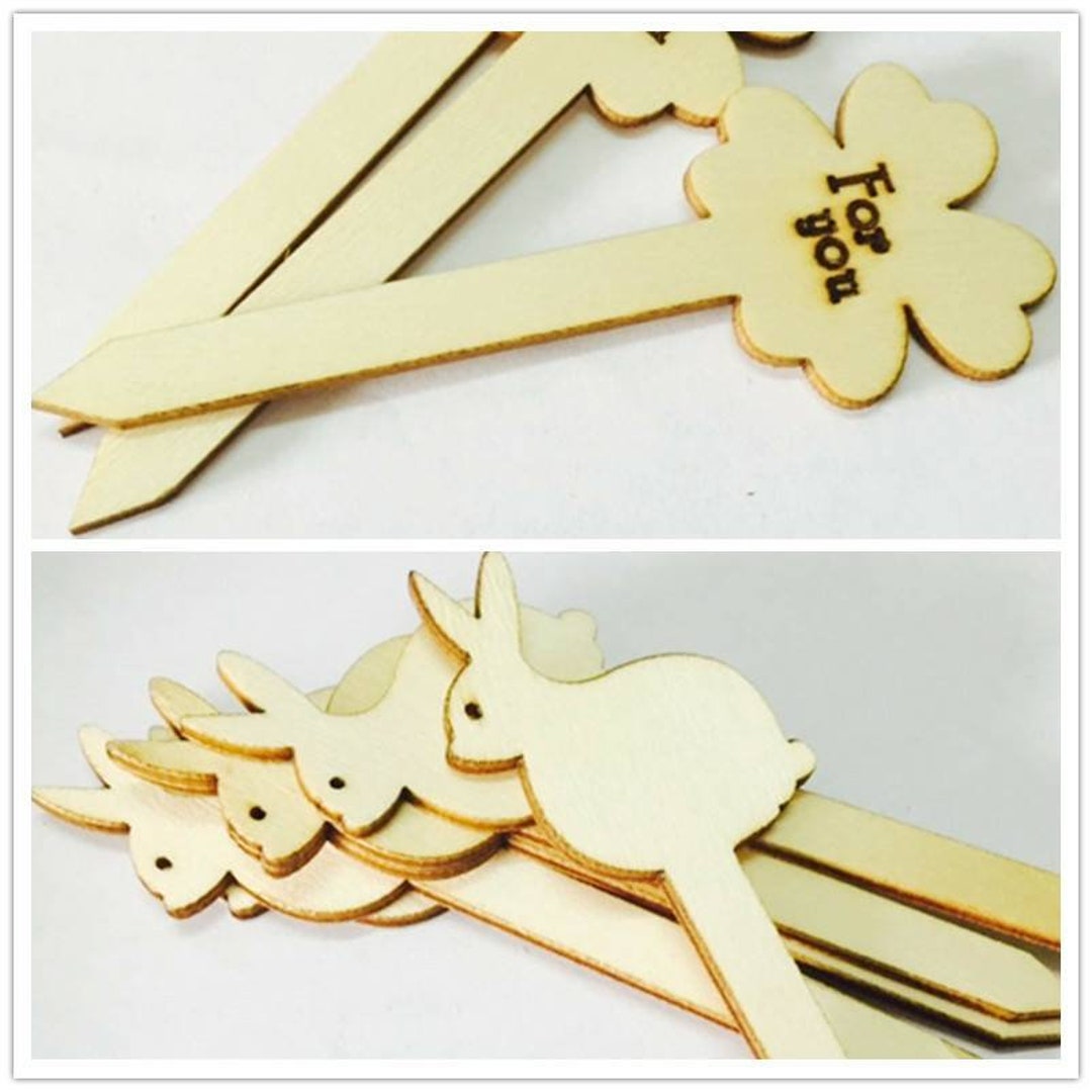 Etichetta coniglio cartone animato in legno naturale per te segnalibro ...