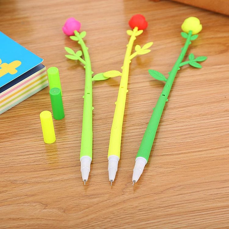 1pcs Rose Flowers Kawaii Gel Pens Cute High Quality Ballpoint Pen Back ...