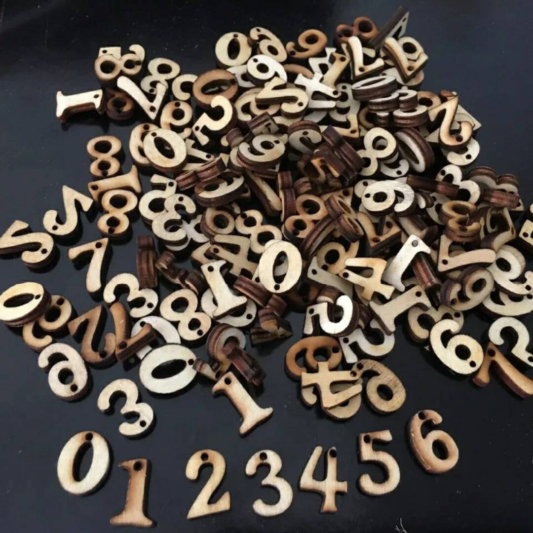50pcs Mixed Number Wood Craft Embellishments MDF Wooden Cutout ...