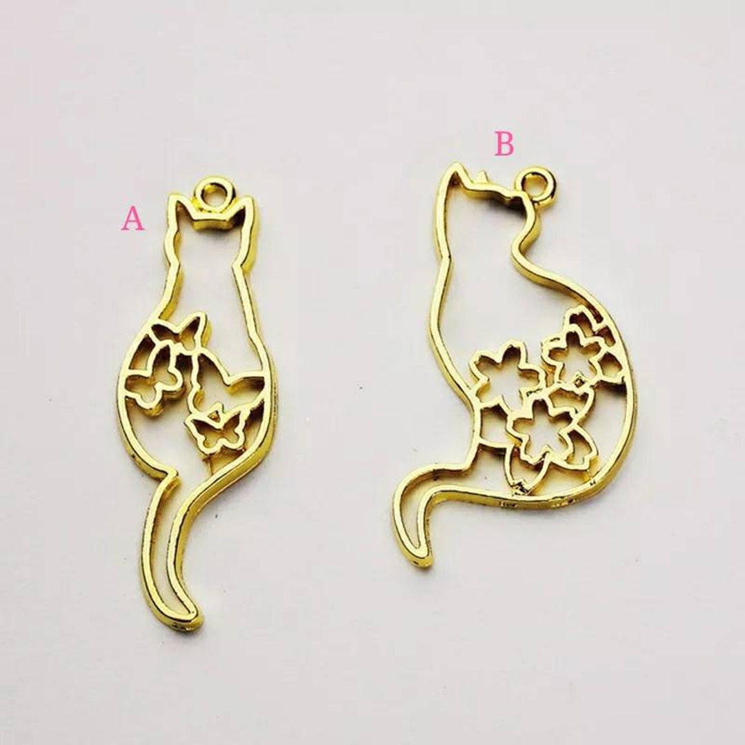 10pcs/pack Cat Bezel Metal Frame Blank Charms Setting UV Resin Frame ...