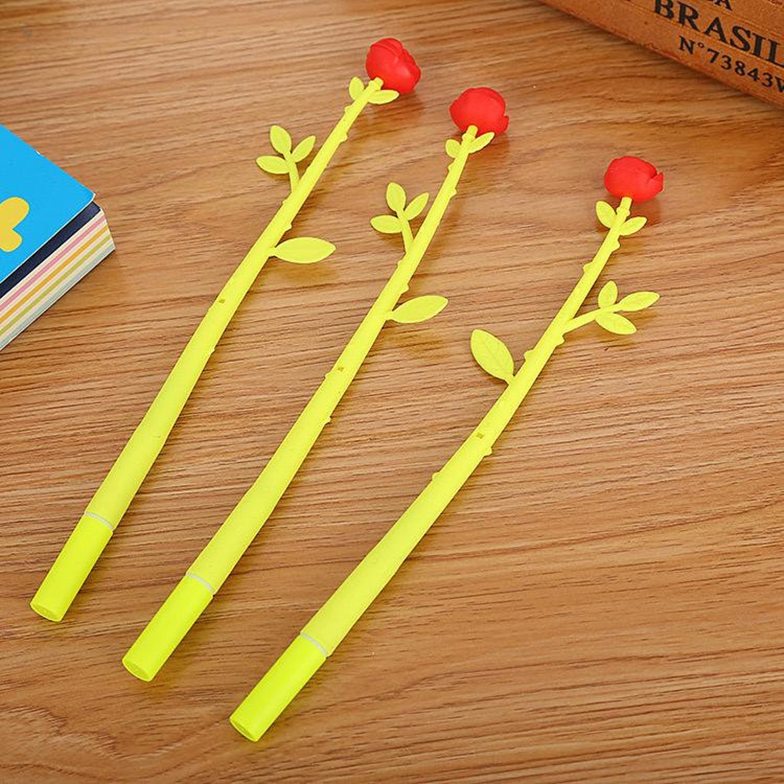 1pcs Rose Flowers Kawaii Gel Pens Cute High Quality Ballpoint Pen Back ...