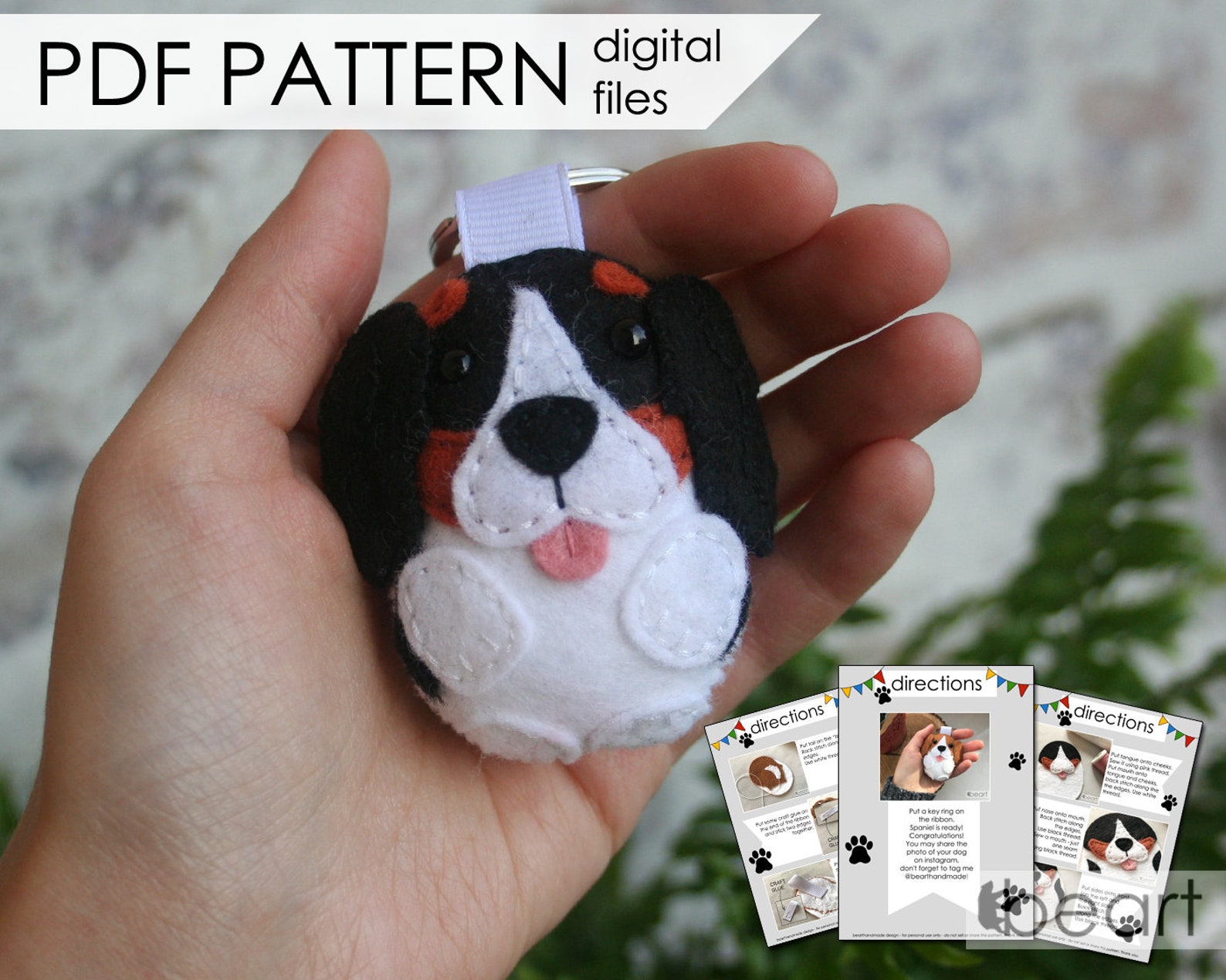 Cavalier King Charles Spaniel Felt PDF PATTERN - Tutorial Step by Step ...