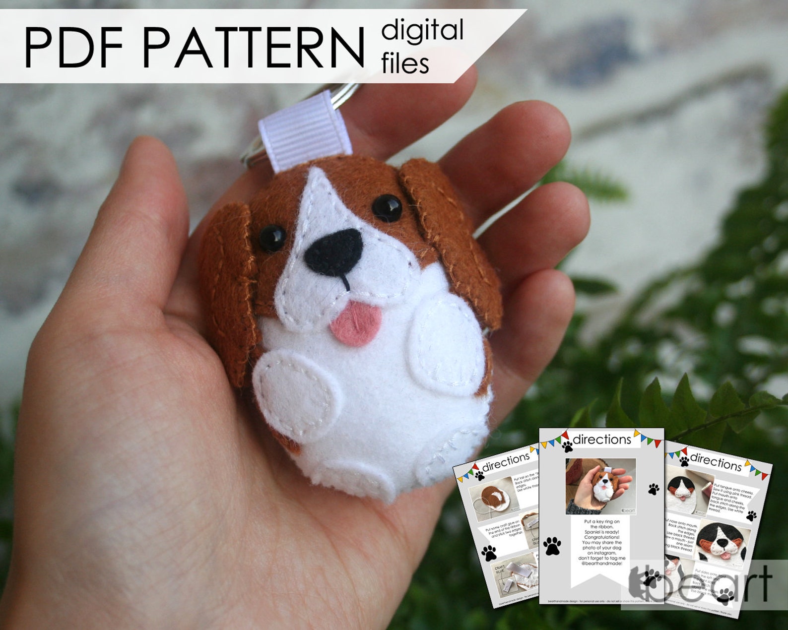 Cavalier King Charles Spaniel Felt PDF PATTERN - Tutorial Step by Step ...