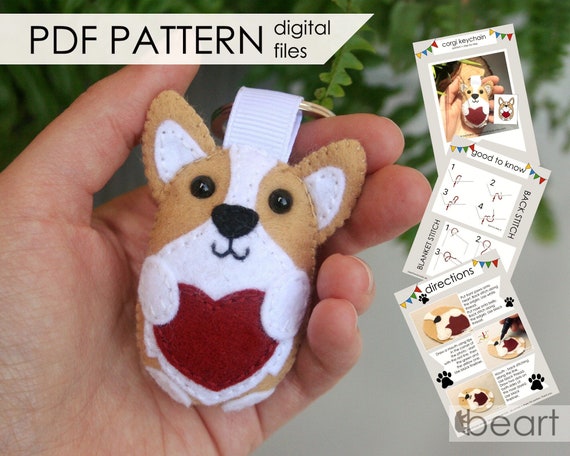Corgi Felt Valentines PDF PATTERN Tutorial Step by Step - Etsy