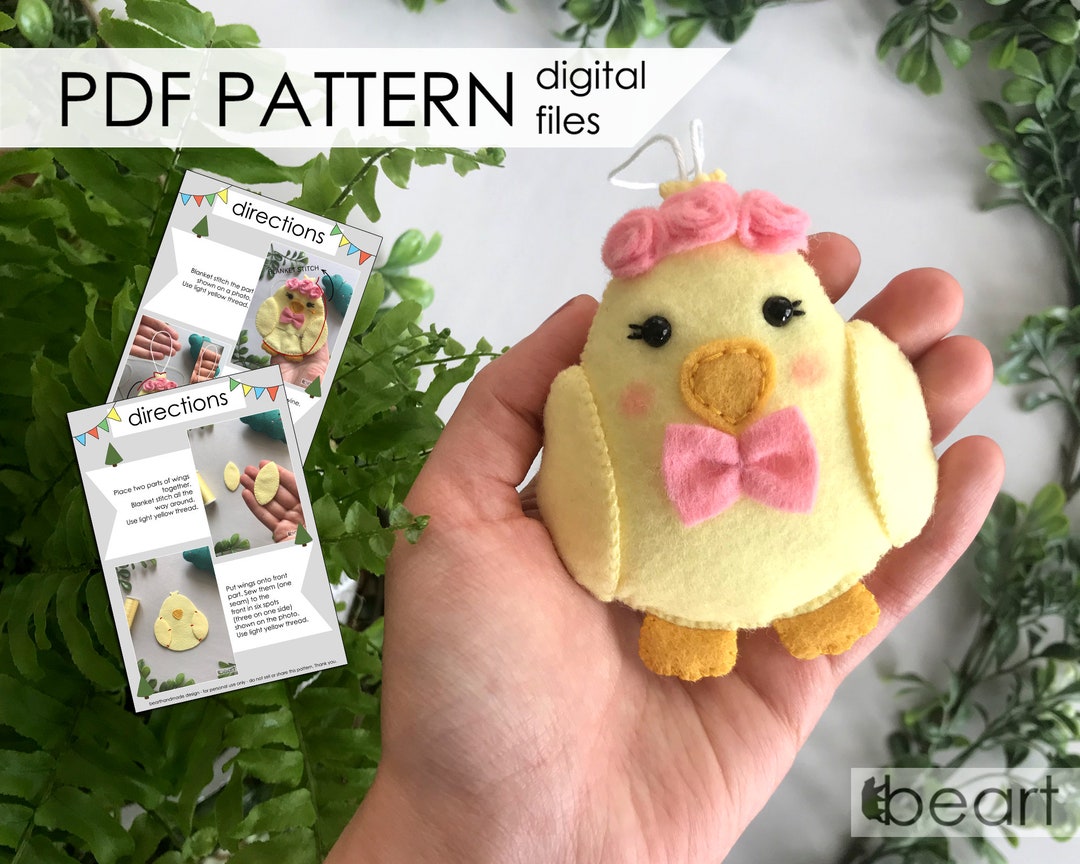Easter Decorations Pattern - Baby Chicken, PDF PATTERN - Tutorial Step ...