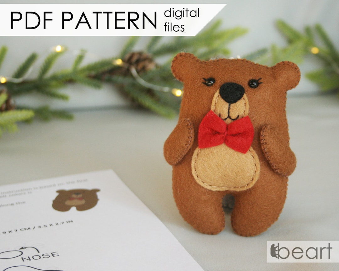 Felt Bear Easy Pattern - PDF PATTERN - Baby Mobile Woodland Ornament ...