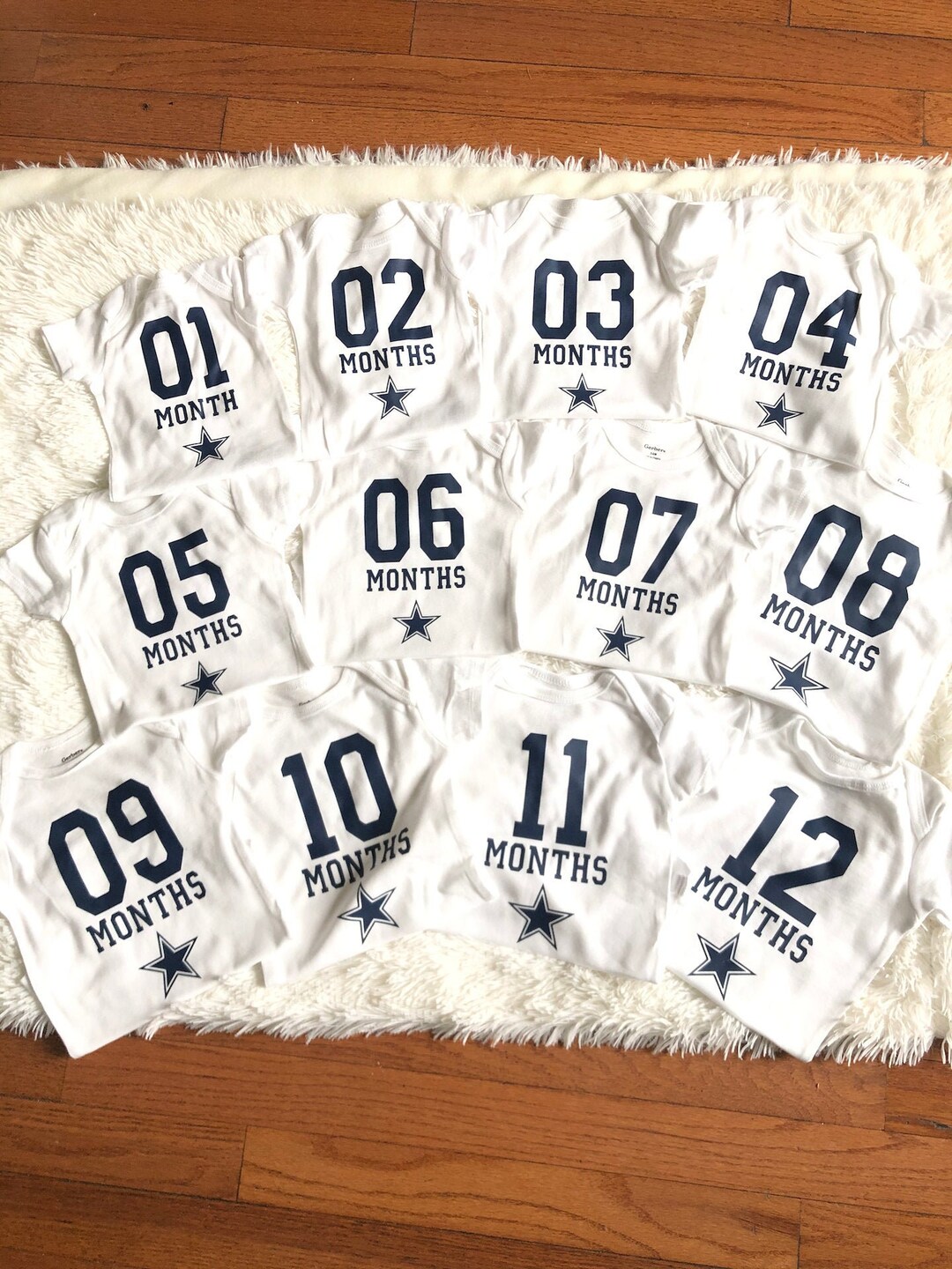 Monthly Milestone Onsie Set With Star Cowboys Onsies Monthly Onsies ...