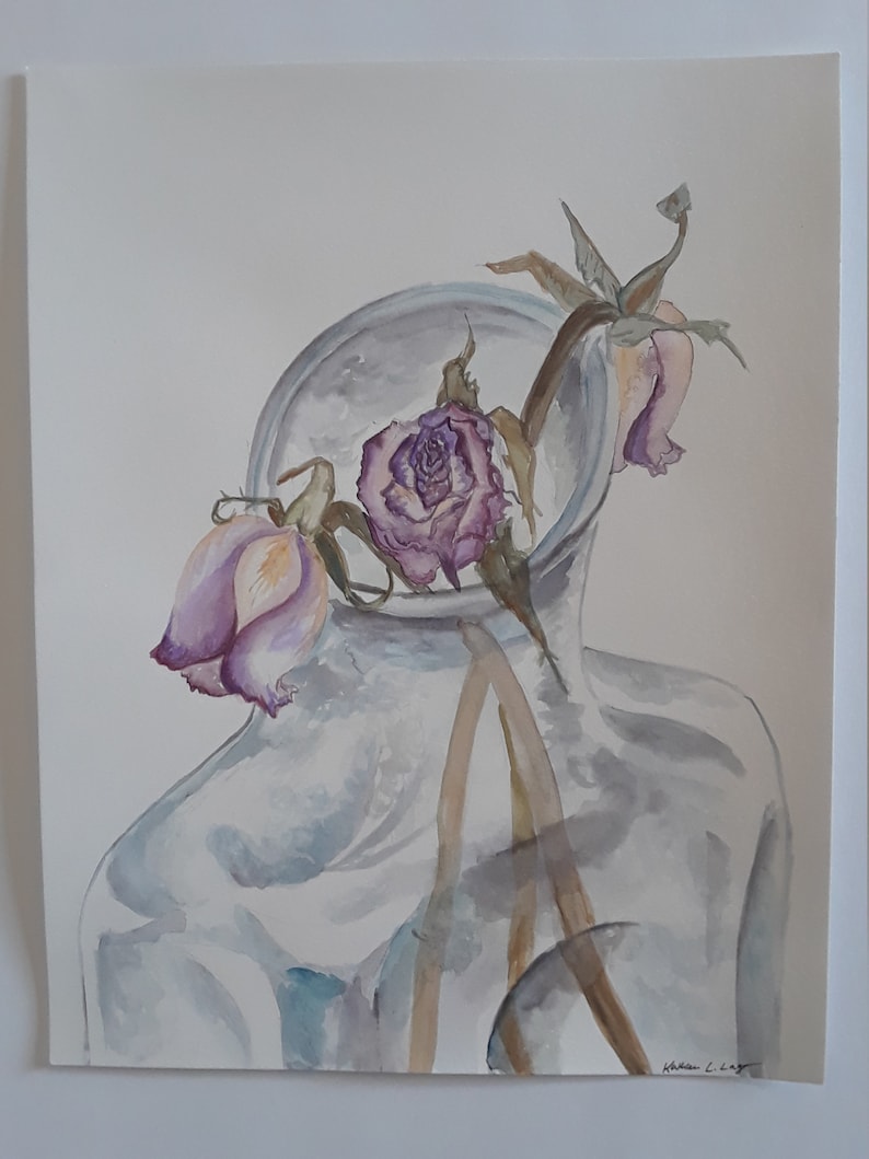 Wilted Roses in Vase Fine Art Print - Etsy